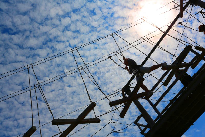 High Ropes Challenge Course Stock Image - Image of preparing, overcome ...