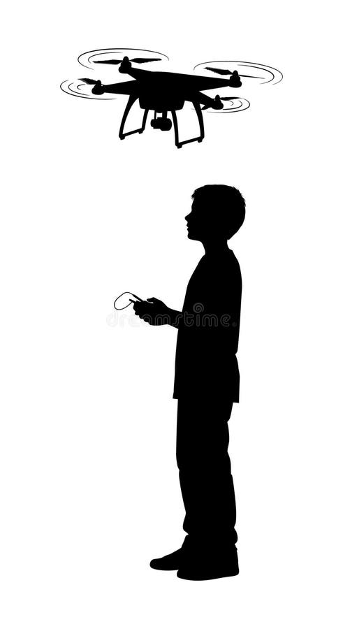 Silhouette of Boy Controlling Drone Flying with Remote Controller ...