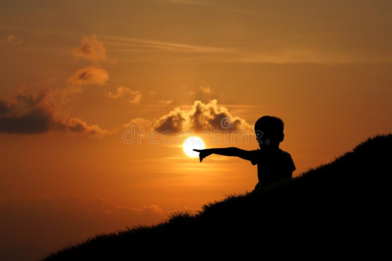 A boy pointing at the sky stock vector. Illustration of high - 32676976
