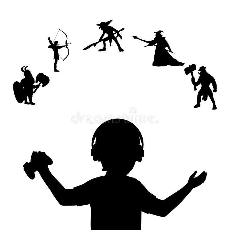 Silhouette Boy Select between Game Characters Stock Vector ...