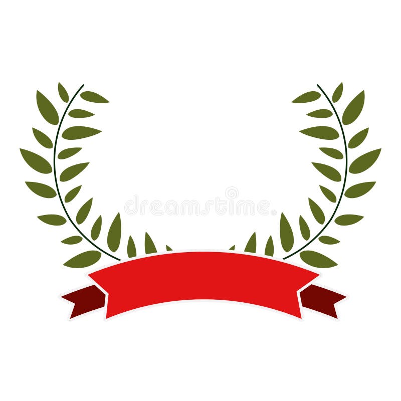 Silhouette with Branchs with Leaves in Shape of Crown with Ribbon and ...