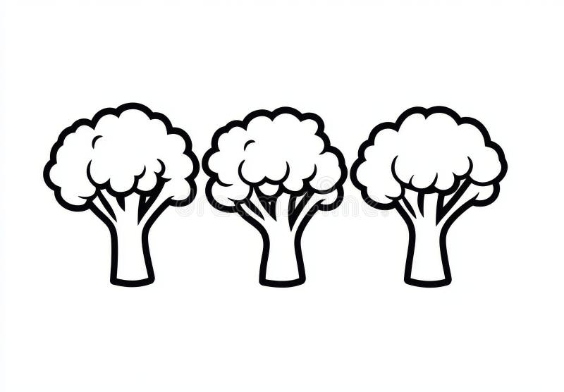 A Silhouette of Broccoli, Hand-drawn in One Continuous Line Stock ...