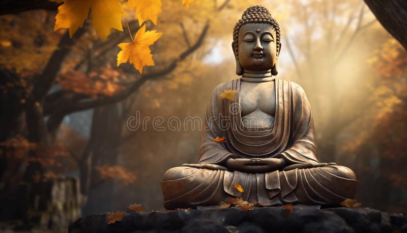 Silhouette of Budda statue stock illustration. Illustration of prayer ...