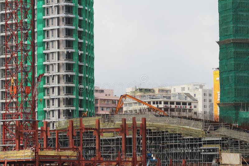 Silhouette of the Building Construction is Not Finished. Stock Photo ...