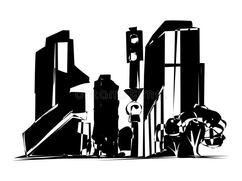 Silhouette of a building stock illustration. Illustration of ...