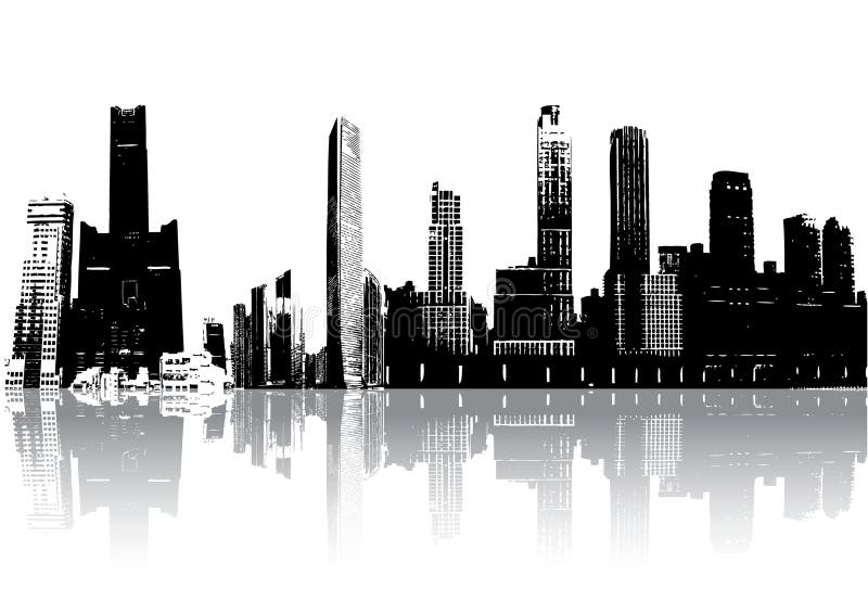 Silhouette buildings stock vector. Illustration of design - 4628323