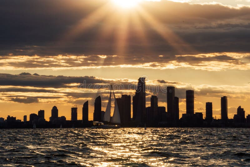 Silhouette of Buildings Surrounded by Water in Toronto during Sunset ...