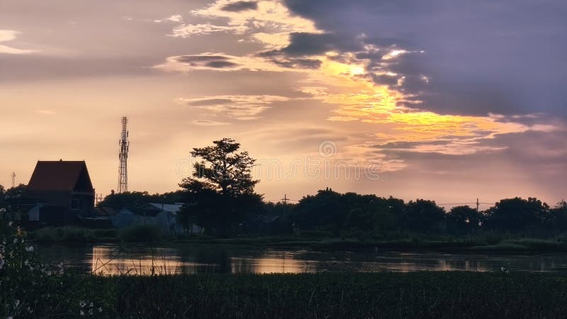 Silhouette of Buildings and Trees in the Morning in Sidoarjo, East Java ...