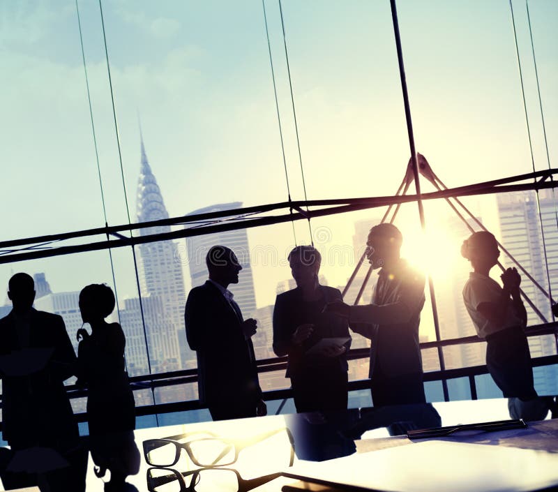 Silhouette Business Corporate Connection Meeting Concept Stock Photo ...