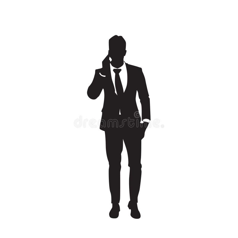 Silhouette Business Man Speaking Cell Smart Phone Call Isolated Stock ...