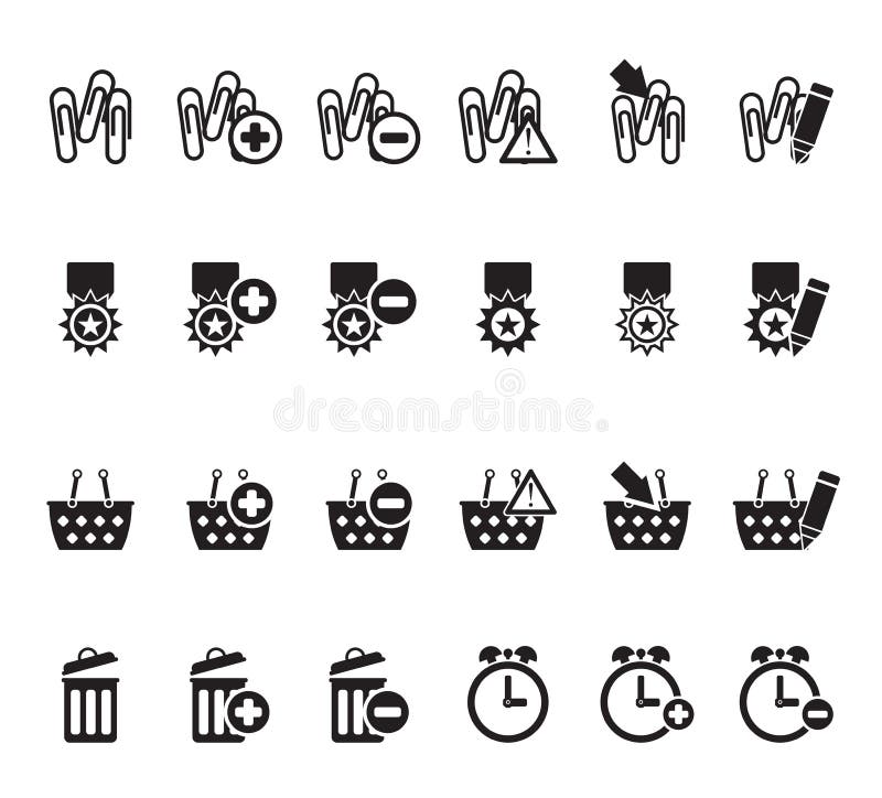 Silhouette 24 Business, Office and Website Icons Stock Vector ...