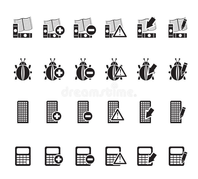 Silhouette 24 Business, Office and Website Icons Stock Vector ...