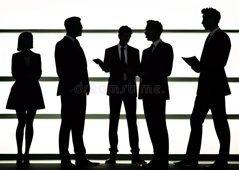 Silhouette Business People Discussing Document. Stock Vector ...