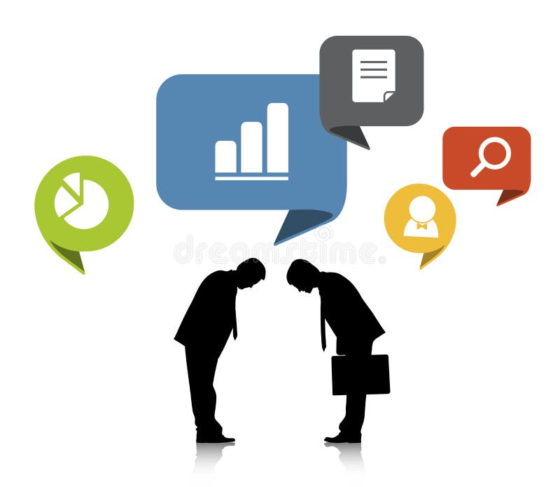 Silhouette of Business People Work Related Symbols Concept Stock ...