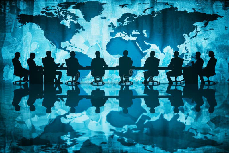 Silhouette of Business Team with World Map Backdrop,worldwide ...
