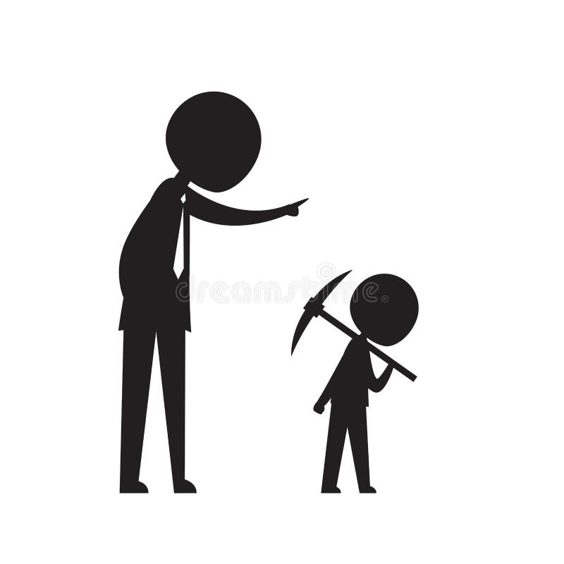Silhouette Businessman Command a Small Kid To Work Stock Vector ...
