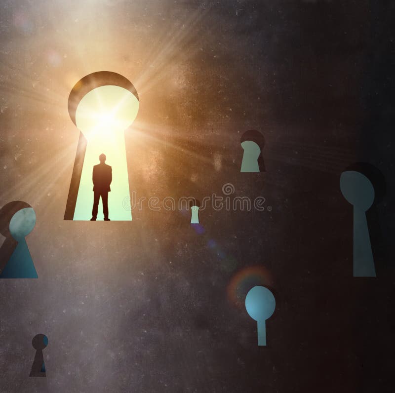 Silhouette of Businessman in Keyhole Stock Illustration - Illustration ...