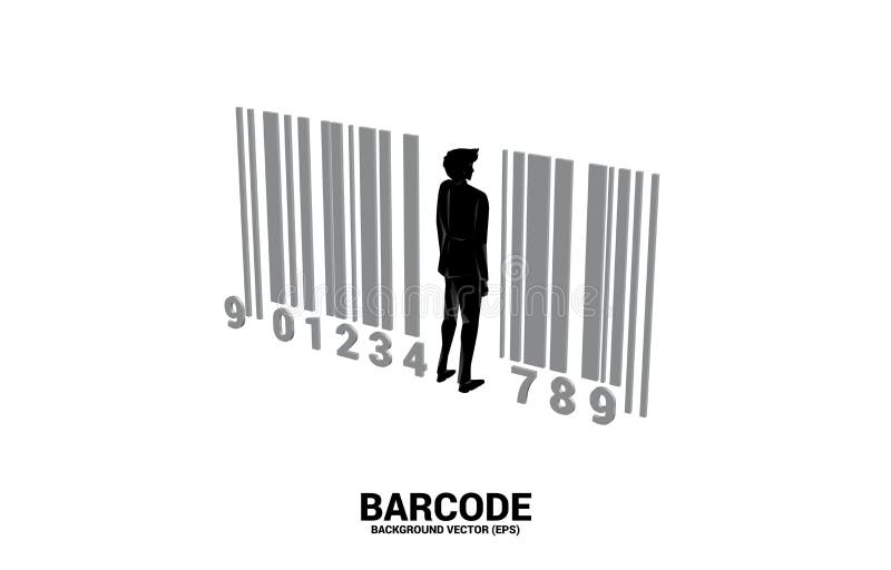 Silhouette Businessman Standing with Bar Code. Stock Vector ...