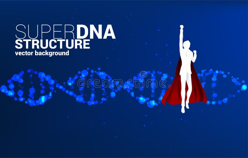 Silhouette of Businessman in Superhero Flying with DNA Genetic ...