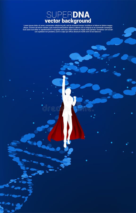 Silhouette of Businessman in Superhero Flying with DNA Genetic ...
