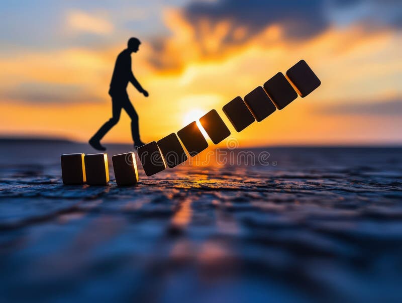 Silhouette of Businessman Flying To Higher with Arrow from Dot Connect ...