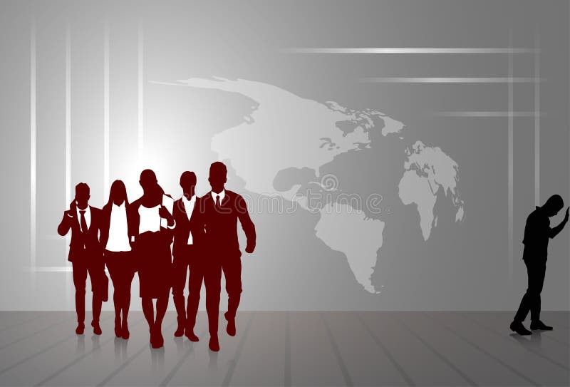 Silhouette Businesspeople Group Business Man And Woman Sketch Abstract