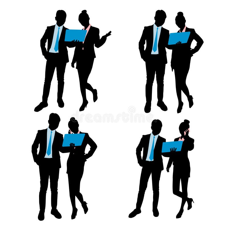 Silhouette Businesspeople Group Business Man And Woman Sketch Abstract