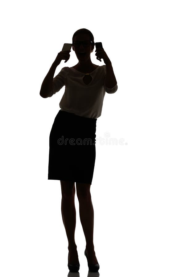 Silhouette of a Busy Business Woman Backlight Studio Stock Image ...