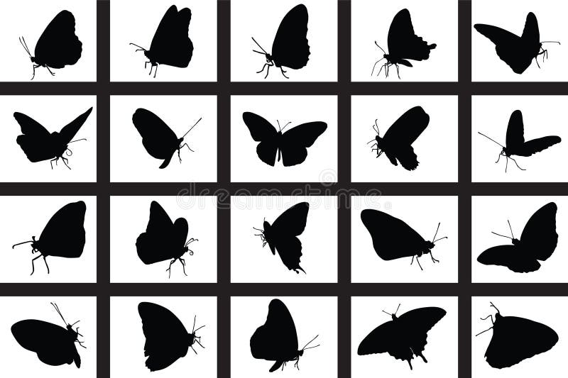 Silhouette Butterfly Bundle Design Stock Illustration - Illustration of ...