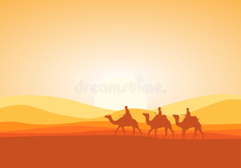 Silhouette of a Camel Caravan Stock Vector - Illustration of animal ...
