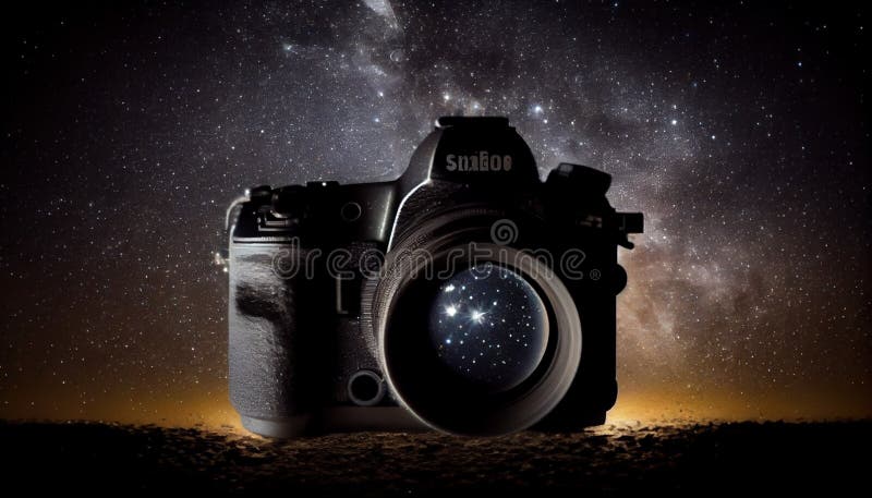 Silhouette of Camera Floating in Space, Made with Generative AI Stock ...