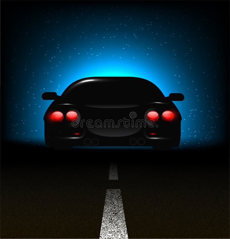 Silhouette of Car with Backlights. Stock Vector - Illustration of drive ...