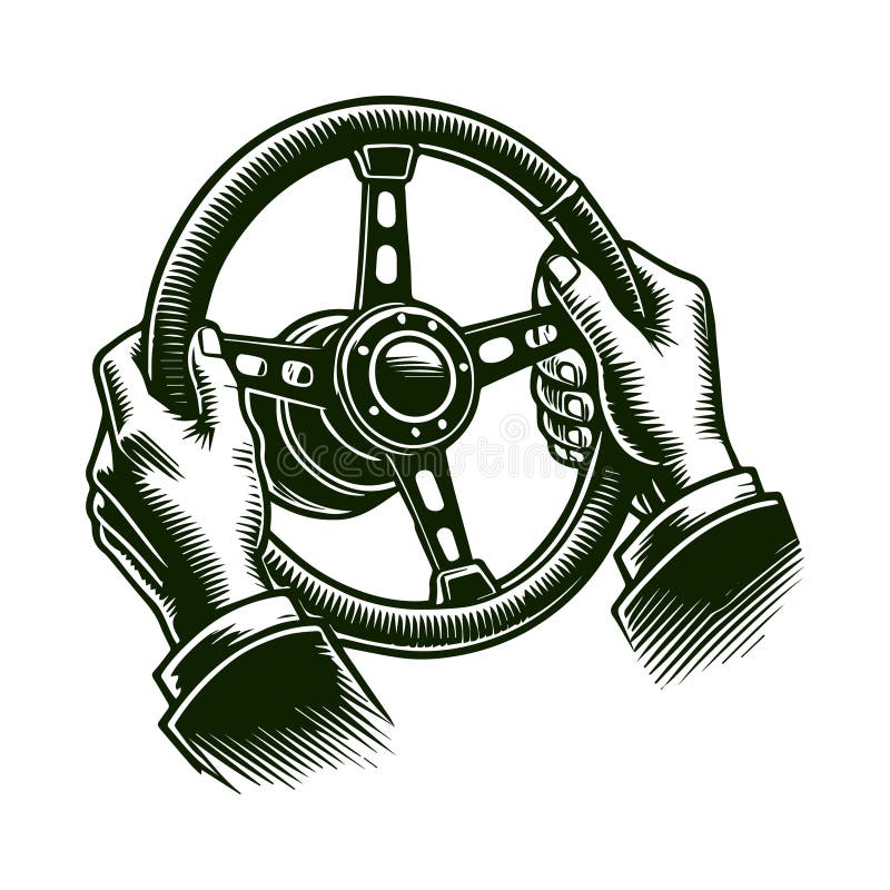 Silhouette Car Steering Vector Illustration Stock Vector - Illustration ...