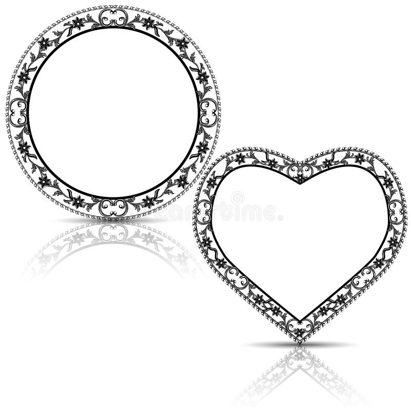 Silhouette Frame in the Shape of Heart Stock Vector - Illustration of ...