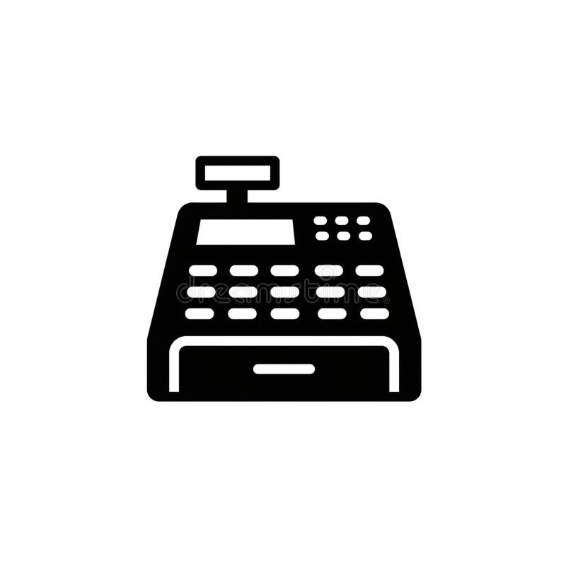 Silhouette of a Cash Register Featuring a Display Screen and Multiple ...