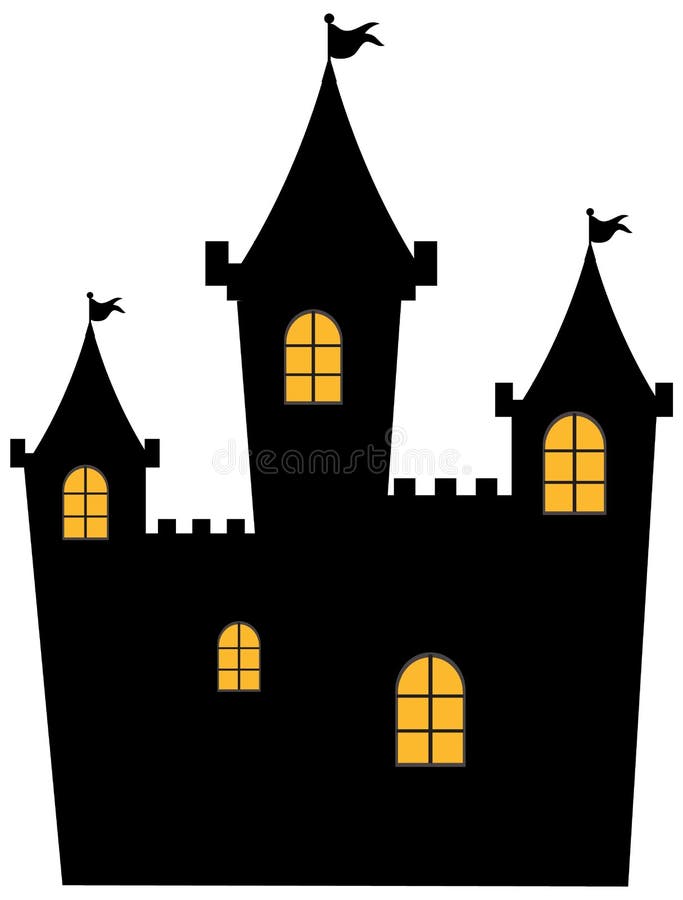 Silhouette Castle with Light at the Window Stock Vector - Illustration ...