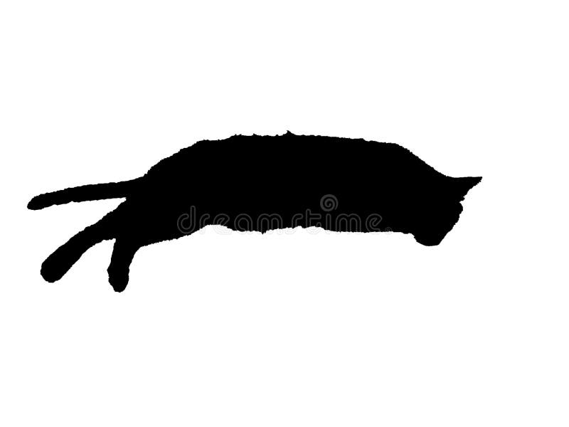 Silhouette of Laying Domestic Cat, Vector Outline for Coloring Book ...