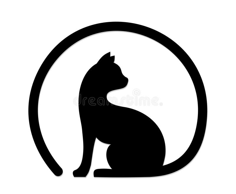 Symbol of Cat with Long Tail. Stock Vector - Illustration of logo ...