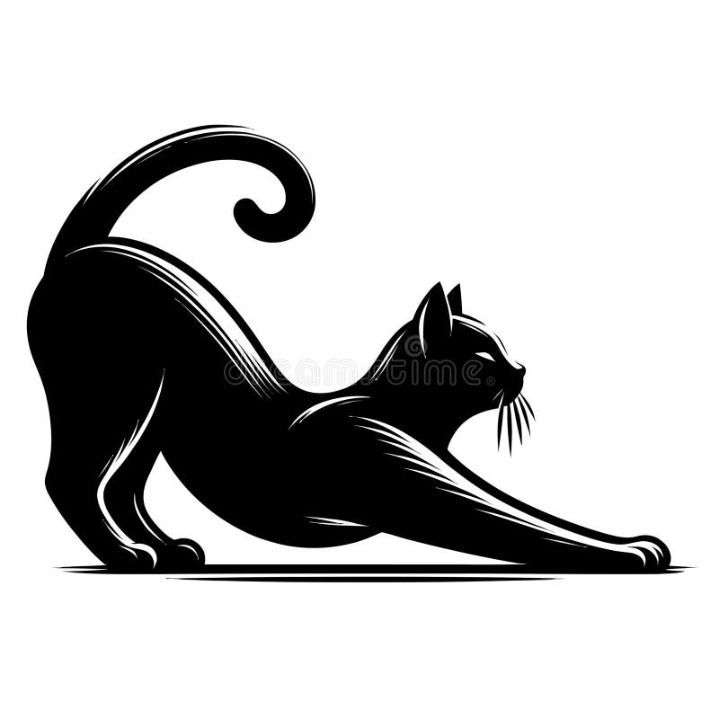 Cat Silhouette Stretching