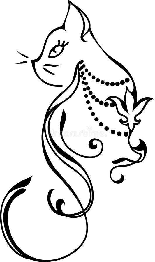 Cute Cat Outline Tattoo