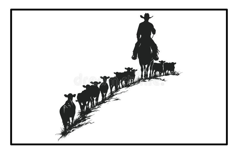 Cowboy Sunset Cattle Stock Illustrations – 171 Cowboy Sunset Cattle ...