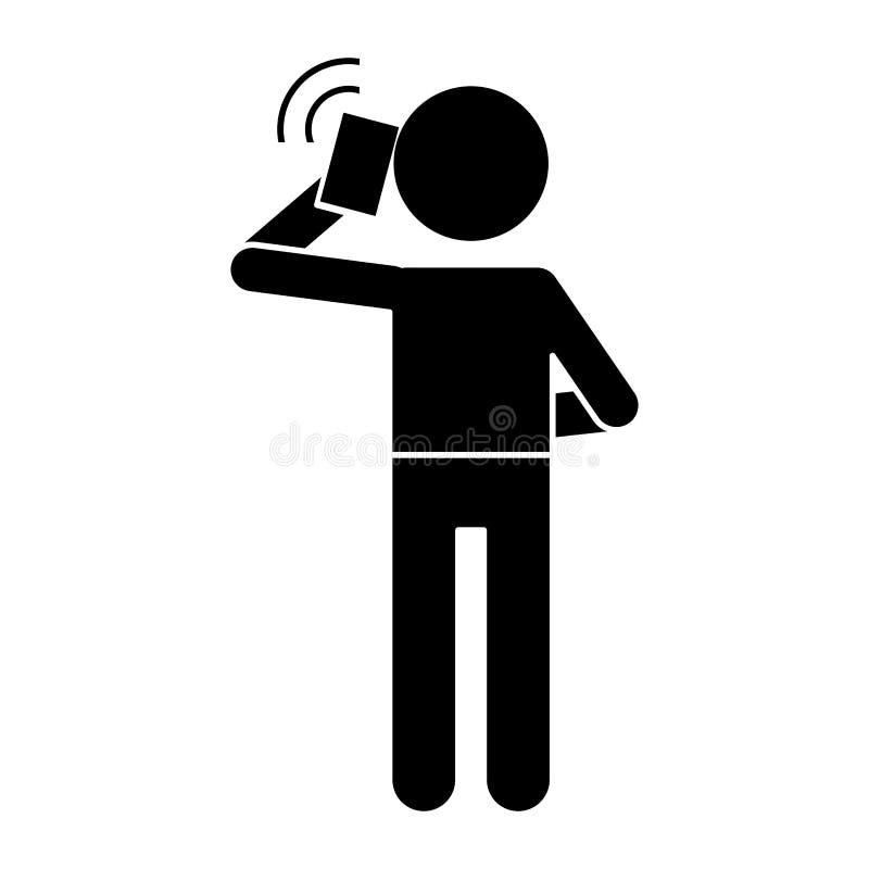 Silhouette Character User Smartphone Talking Call Stock Vector ...