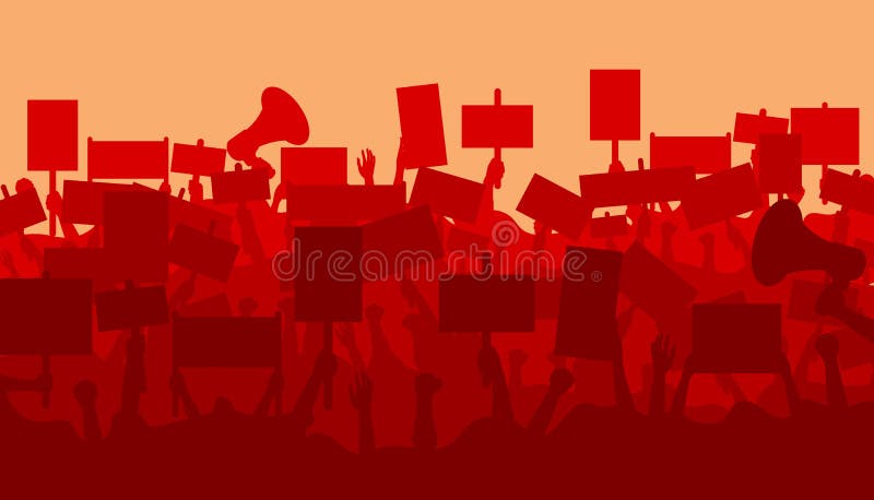People Holding Protests Banners Stock Vector - Illustration of conflict ...