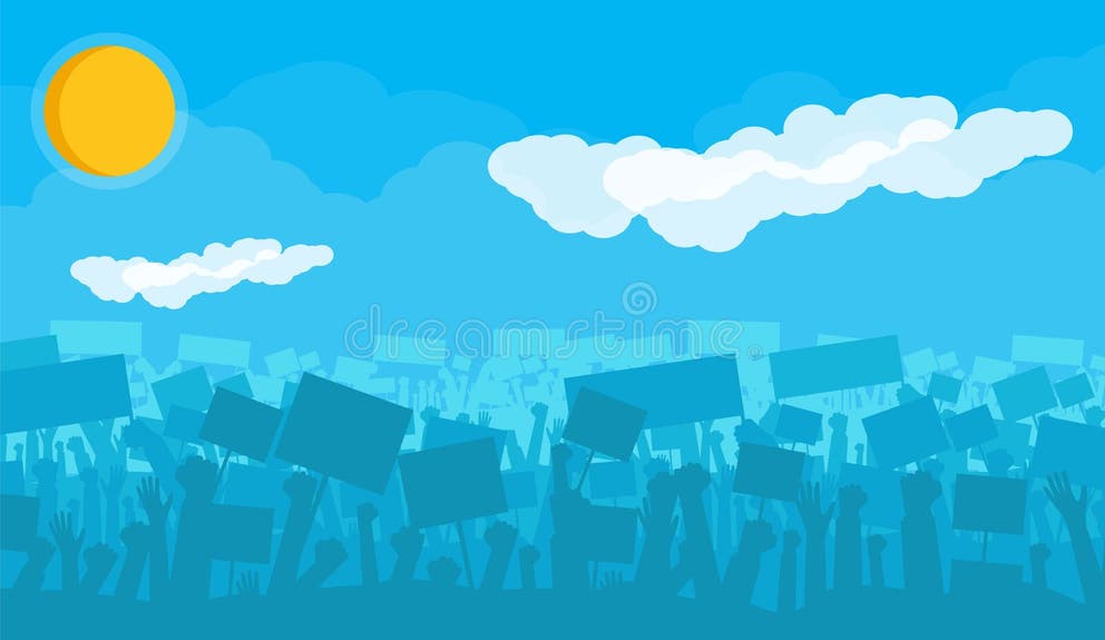 Silhouette of Cheering or Riot Protesting Crowd Stock Vector ...