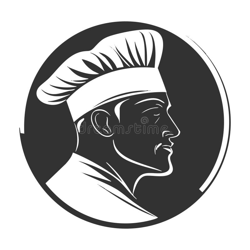 Silhouette of a Chef in Profile Wearing a Hat and Uniform. Stock Vector ...