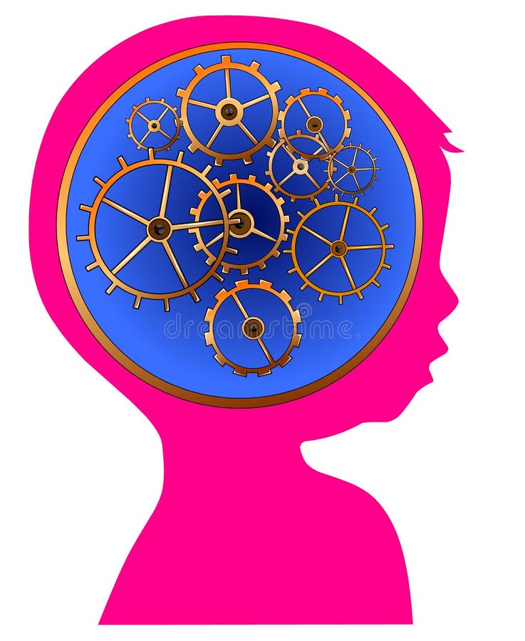 Silhouette of a Child with Gears, Concept of Human Mental Development ...