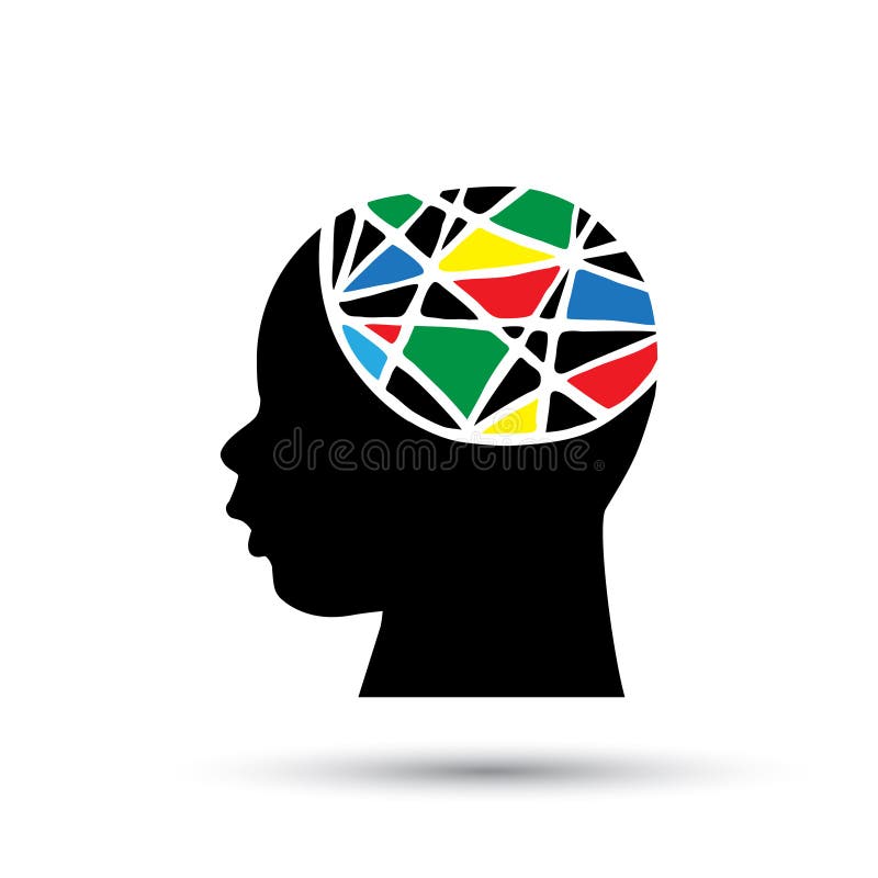 Silhouette Child Head with Abstract Brain Stock Vector - Illustration ...