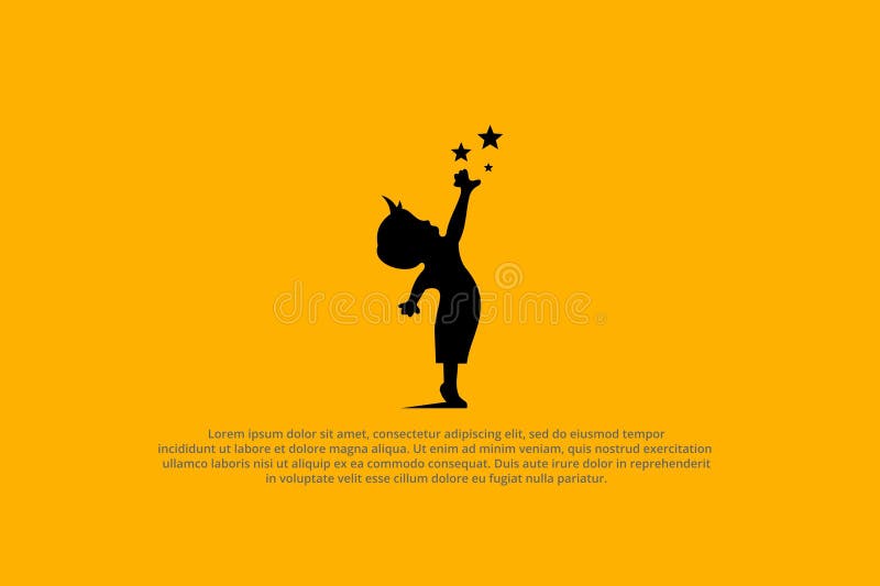 Silhouette of Child Reaching for the Stars Logo Stock Illustration ...