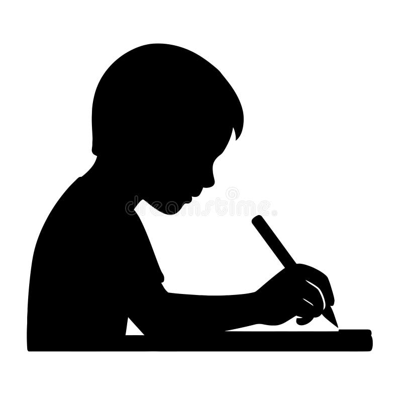 Child Writing Silhouette Stock Illustrations – 1,204 Child Writing ...