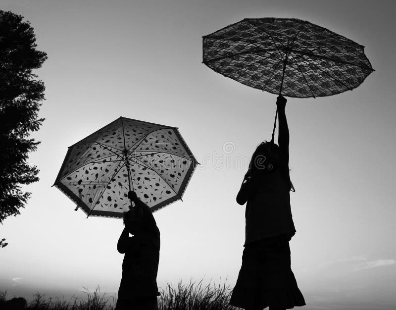 Silhouette of Children Play on Sunset Stock Image - Image of beautiful ...